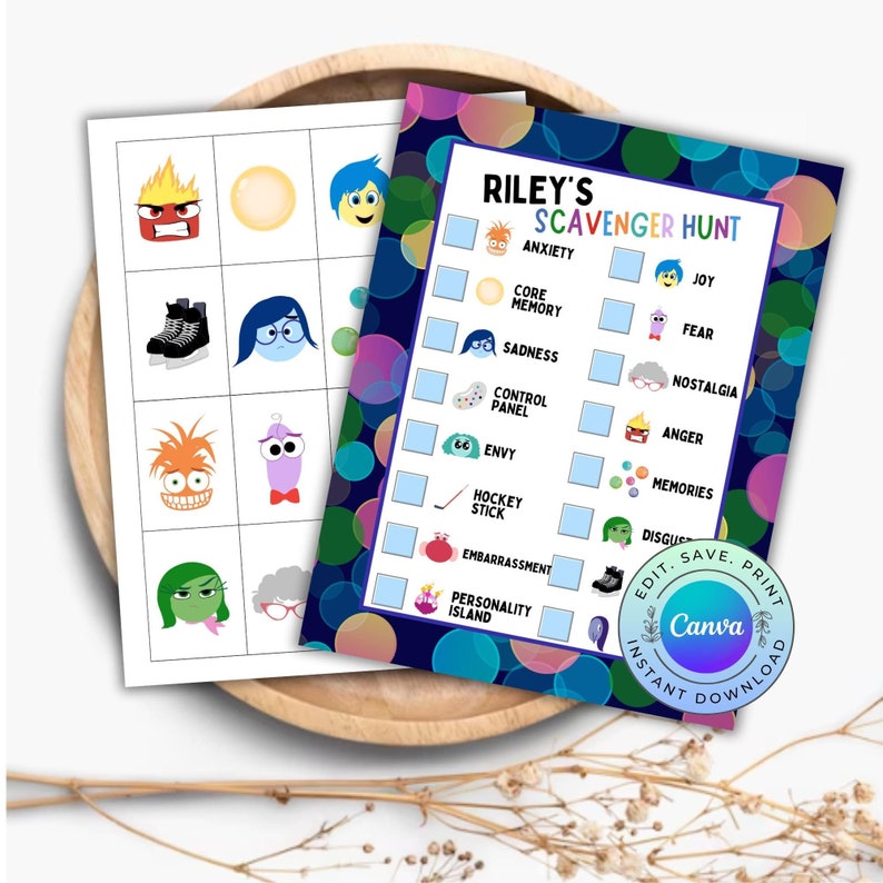 Personalizable Inside Out Scavenger Hunt, Printable Inside Out 2 Party ...