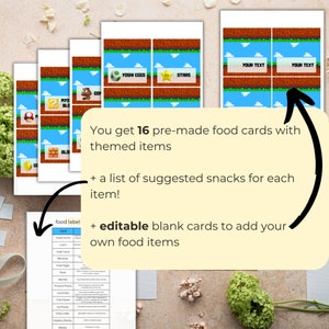 Editable Mario Party Food Label Cards, Printable Mario Food Tents ...