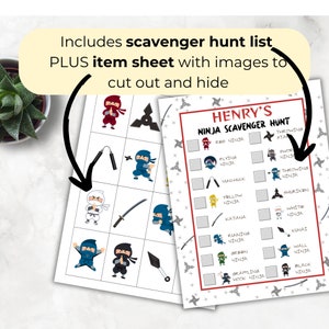 Personalizable Ninja Scavenger Hunt, Ninja Party Activity, Printable ...