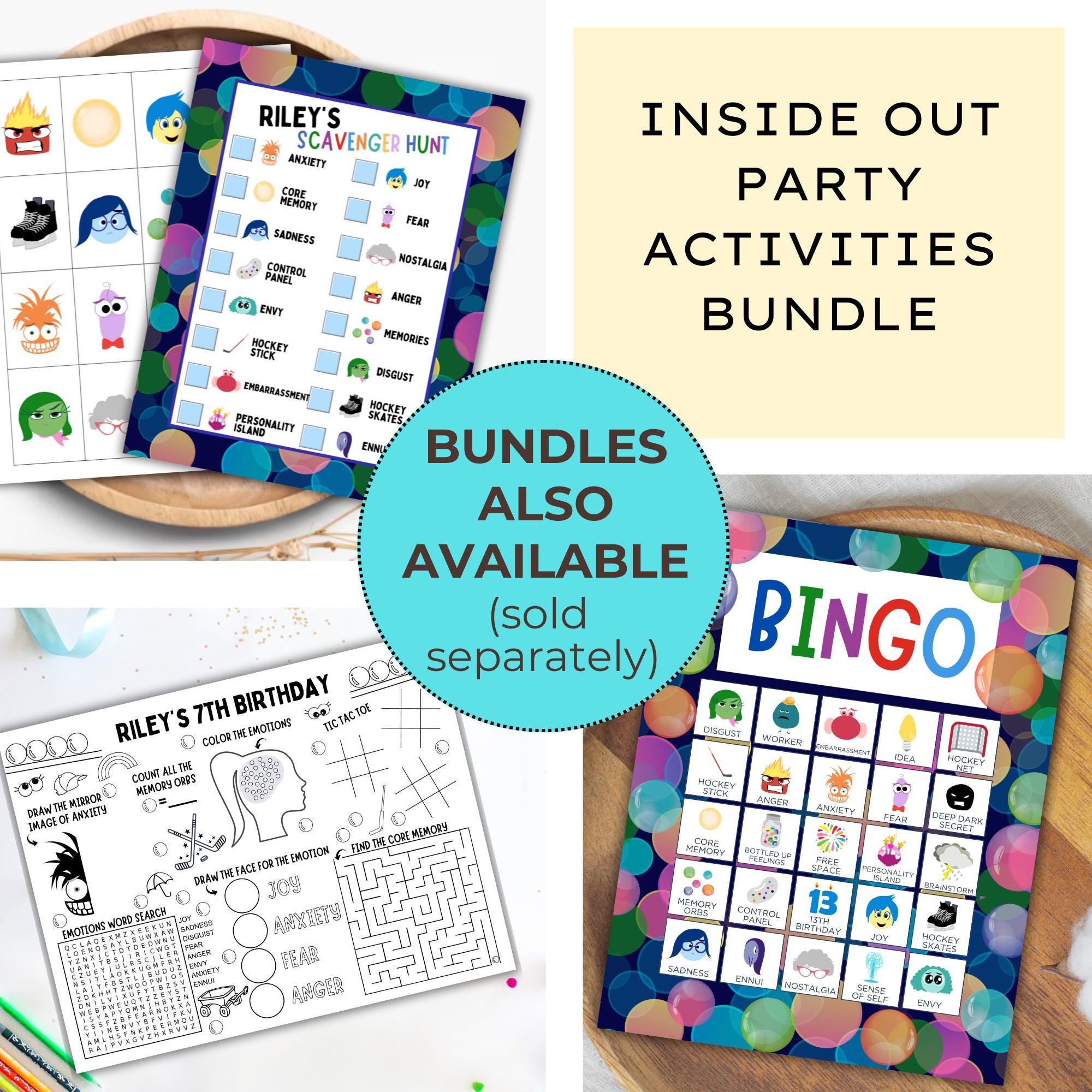 Inside Out Bingo, Inside Out 2 Party Game, Kids Birthday Party Game ...