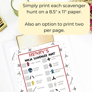 Personalizable Ninja Scavenger Hunt, Ninja Party Game, Printable Ninja ...