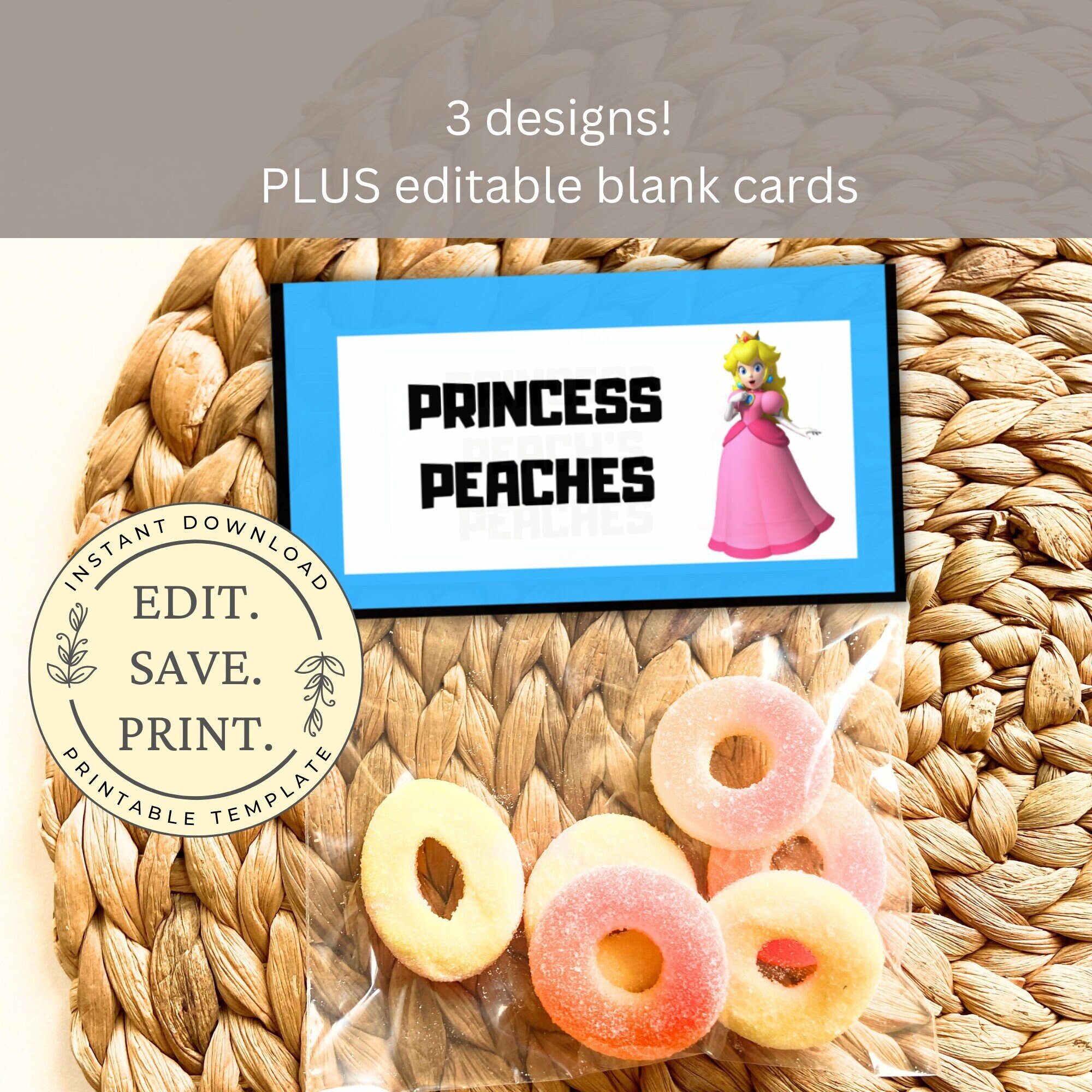 Printable Mario Treat Bag Labels Editable Mario Food Cards - Etsy