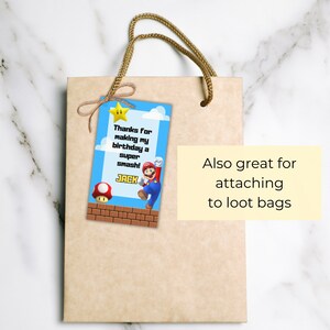 Editable Mario Favor Tag, Printable Mario Birthday Thank You Tag ...