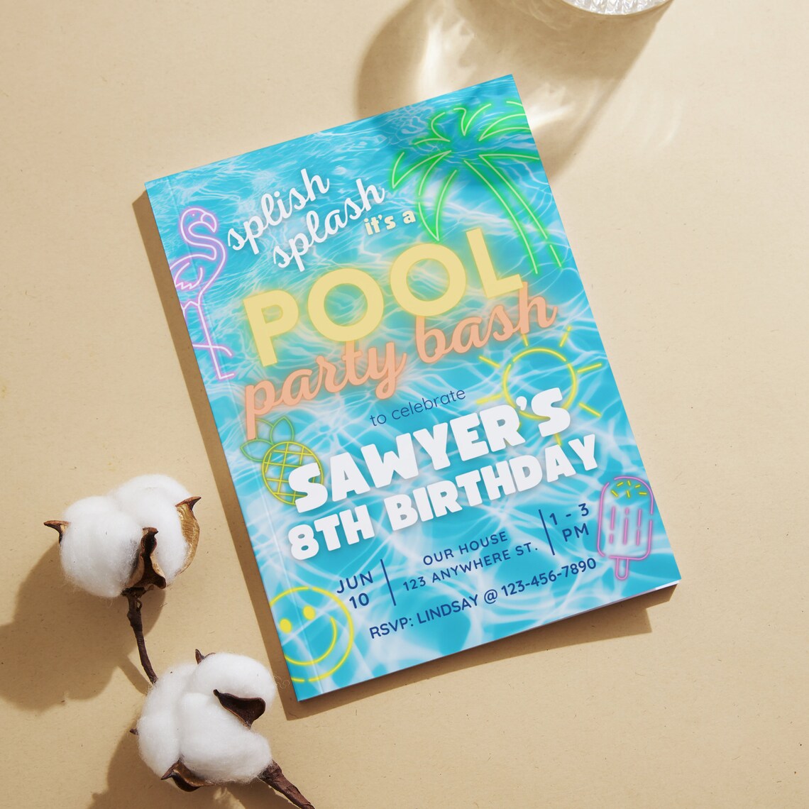 Editable Pool Party Invitation, Printable Pool Party Invite, Summer ...