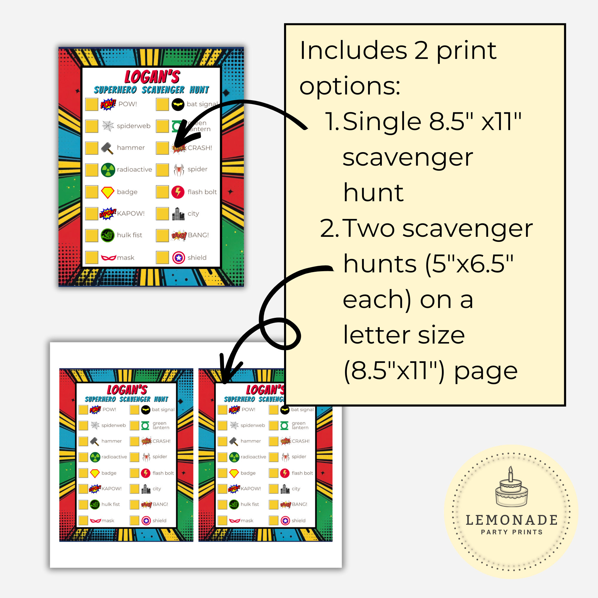 Personalizable Superhero Scavenger Hunt, Printable Superhero Party ...