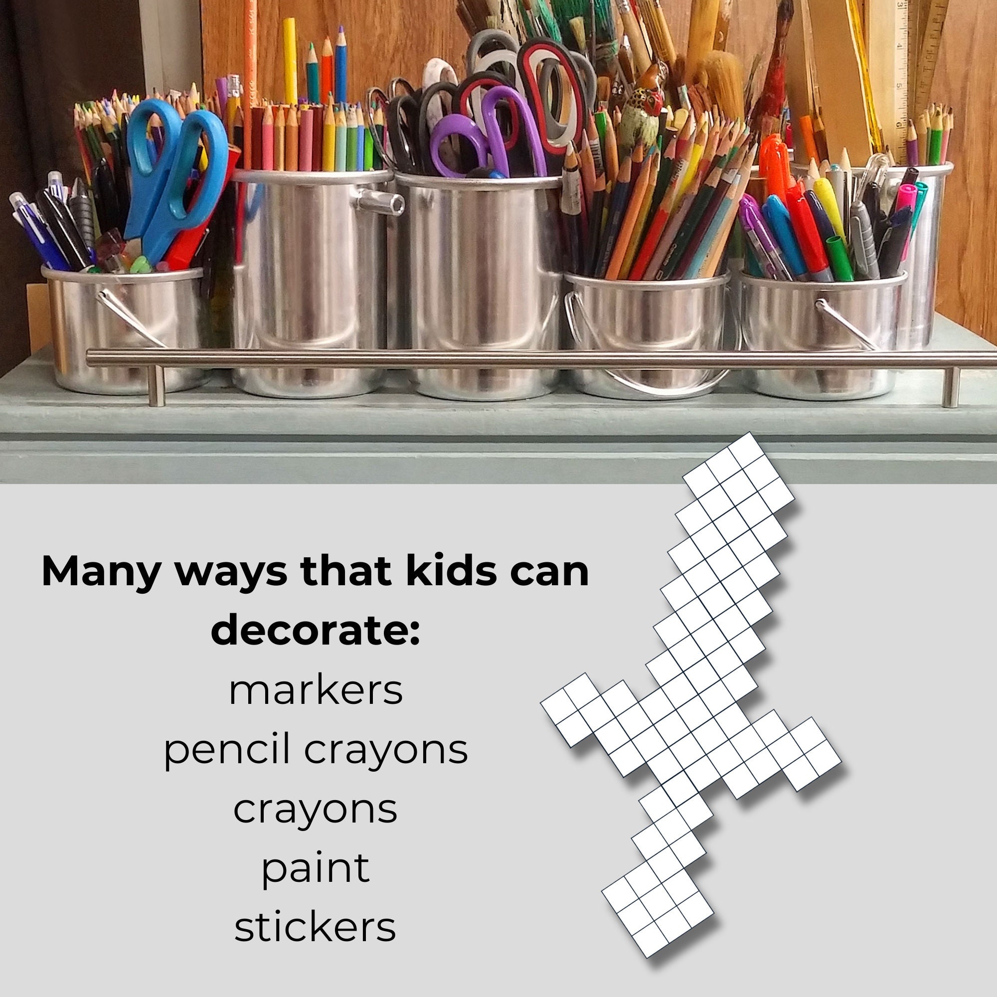 Printable Pixel Sword Party Activity, Printable Pixel Sword Coloring ...