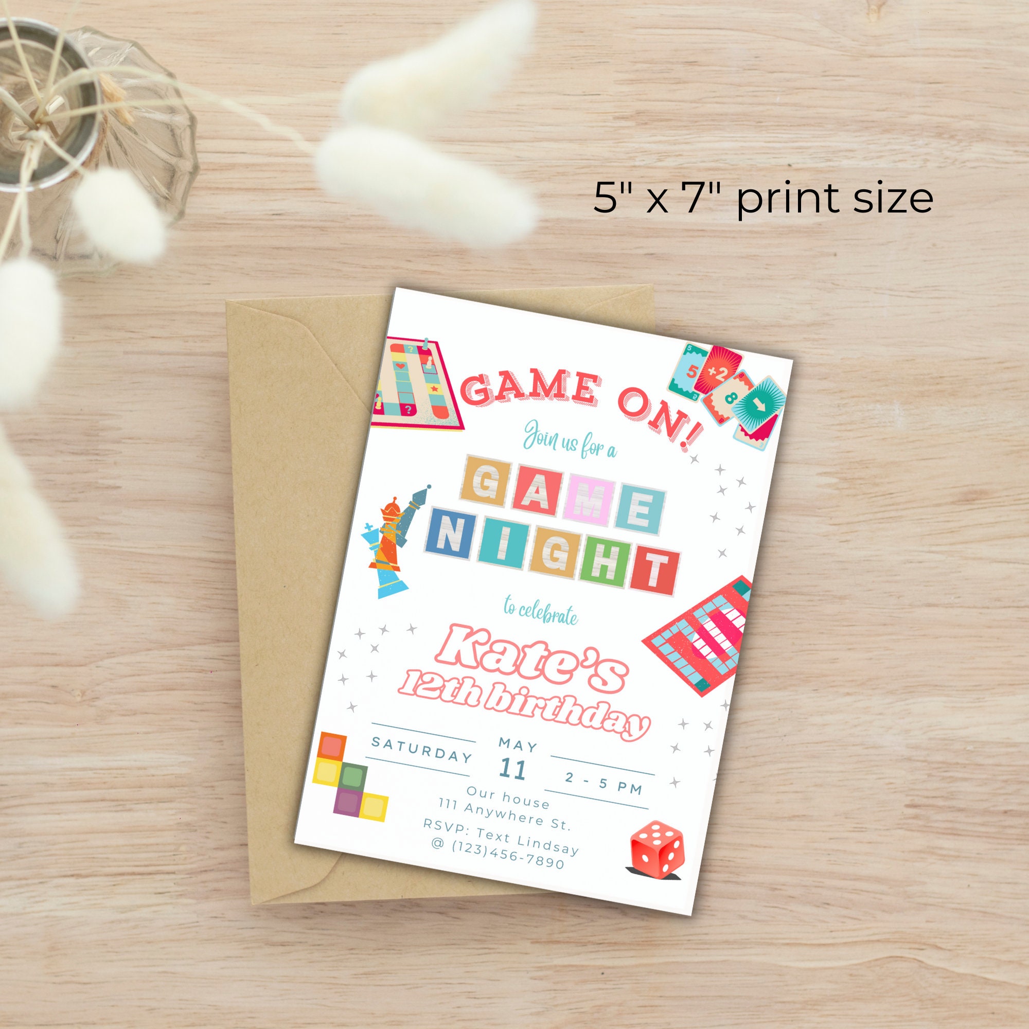 Editable Game Night Invitation, Printable Game Night Invite, Game ...