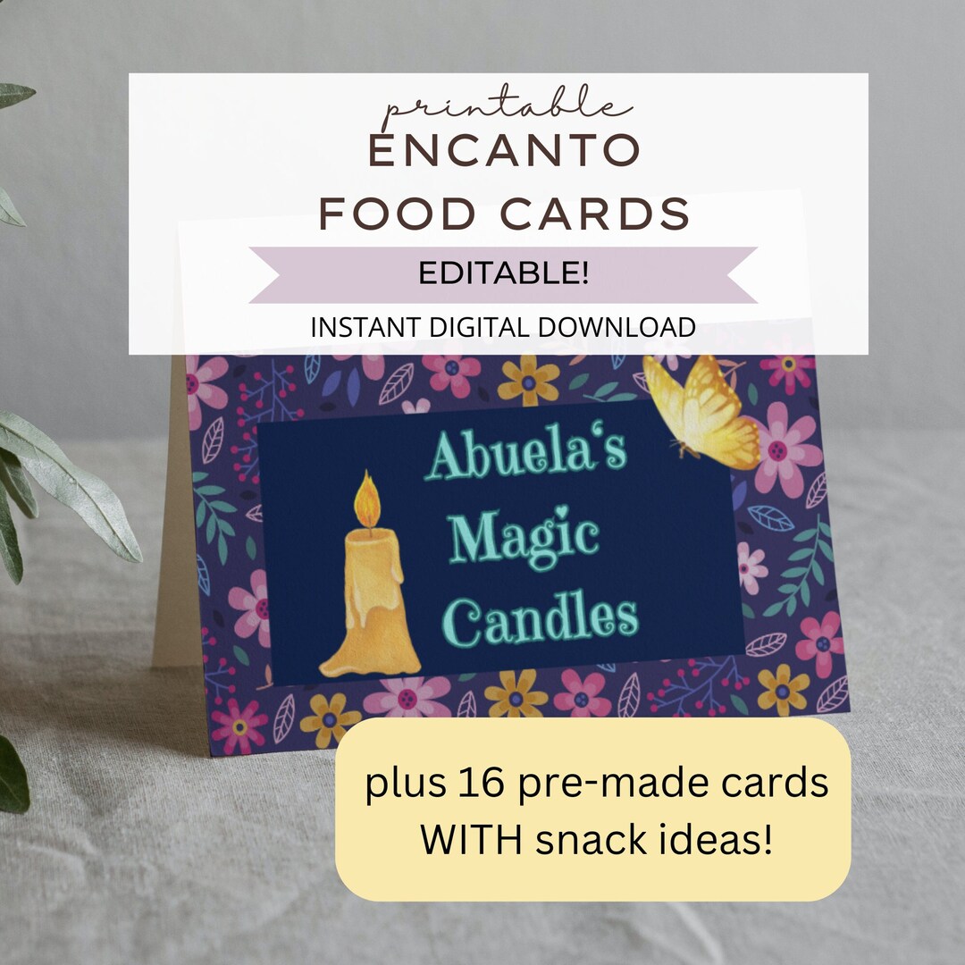 Editable Encanto Food Cards, Printable Encanto Food Label Cards ...