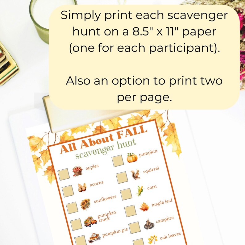 Fall Scavenger Hunt Printable Autumn Scavenger Hunt Thanksgiving Party ...
