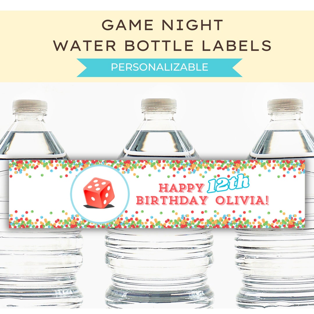 Editable Game Night Water Bottle Wraps, Printable Board Game Water ...
