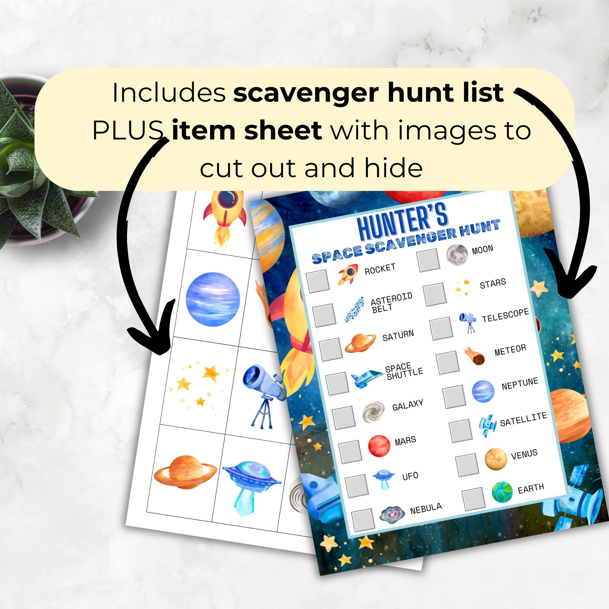 Personalizable Space Scavenger Hunt, Printable Outer Space Party ...