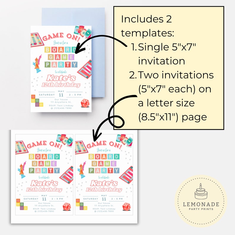 Editable Board Game Party Invitation, Printable Game Night Invite ...