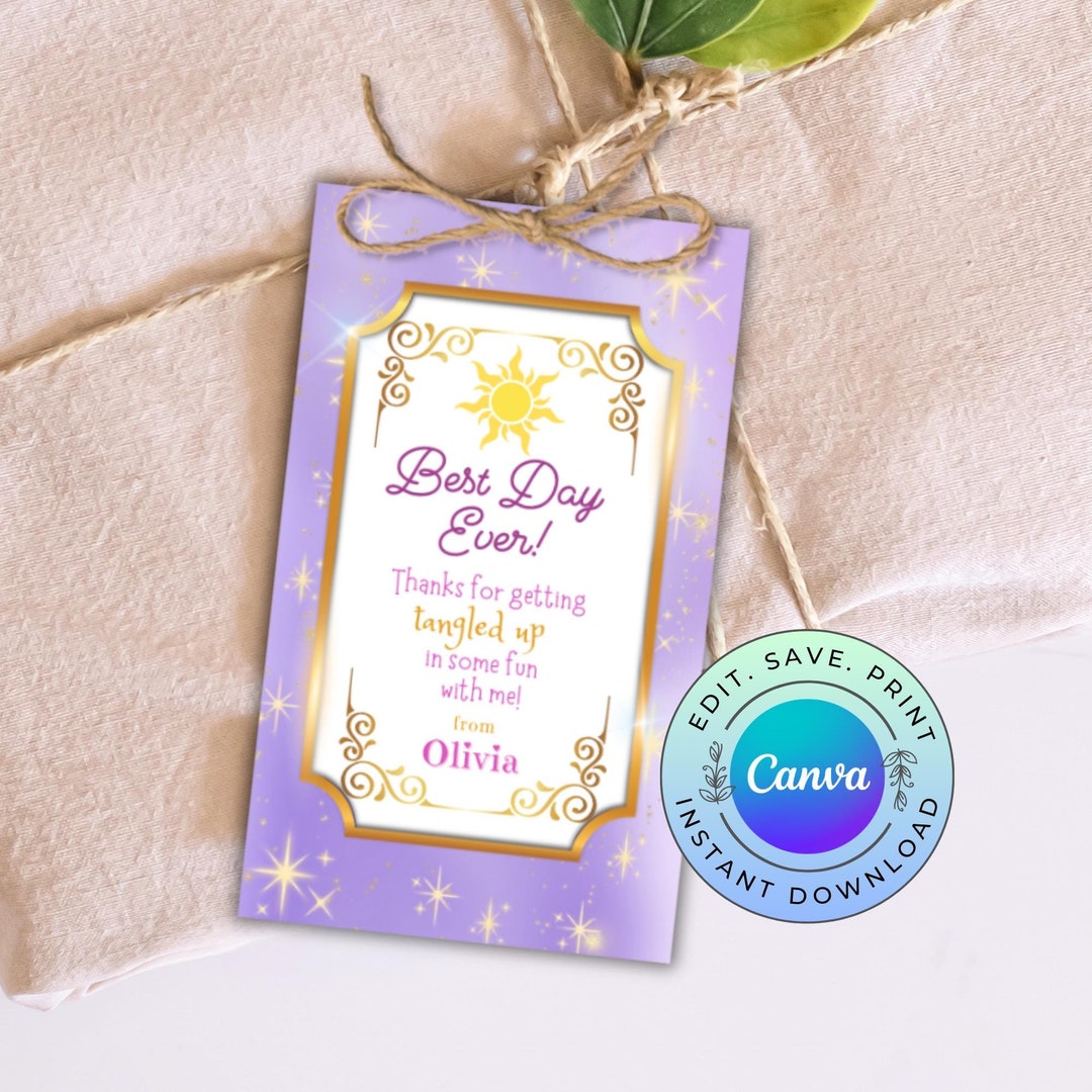 Rapunzel Favor Tag, Editable Rapunzel Gift Tag, Printable Rapunzel ...