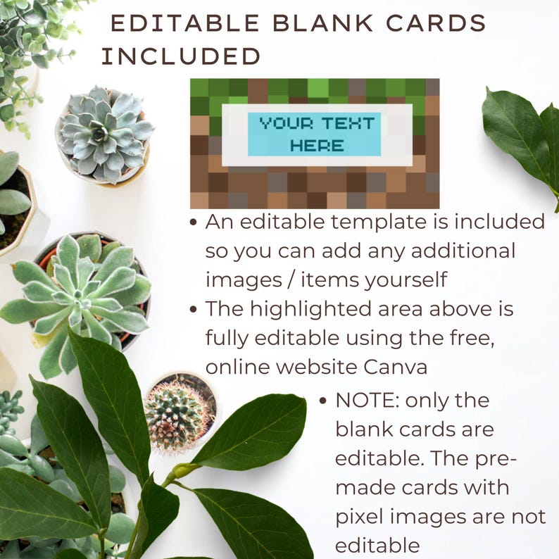 Pixel Craft Food Labels, Editable Pixel Craft Food Cards, Printable ...
