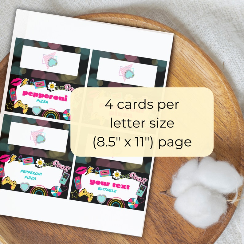 Editable 90s Food Labels, Printable 90s Party Food Cards, 90s Birthday ...