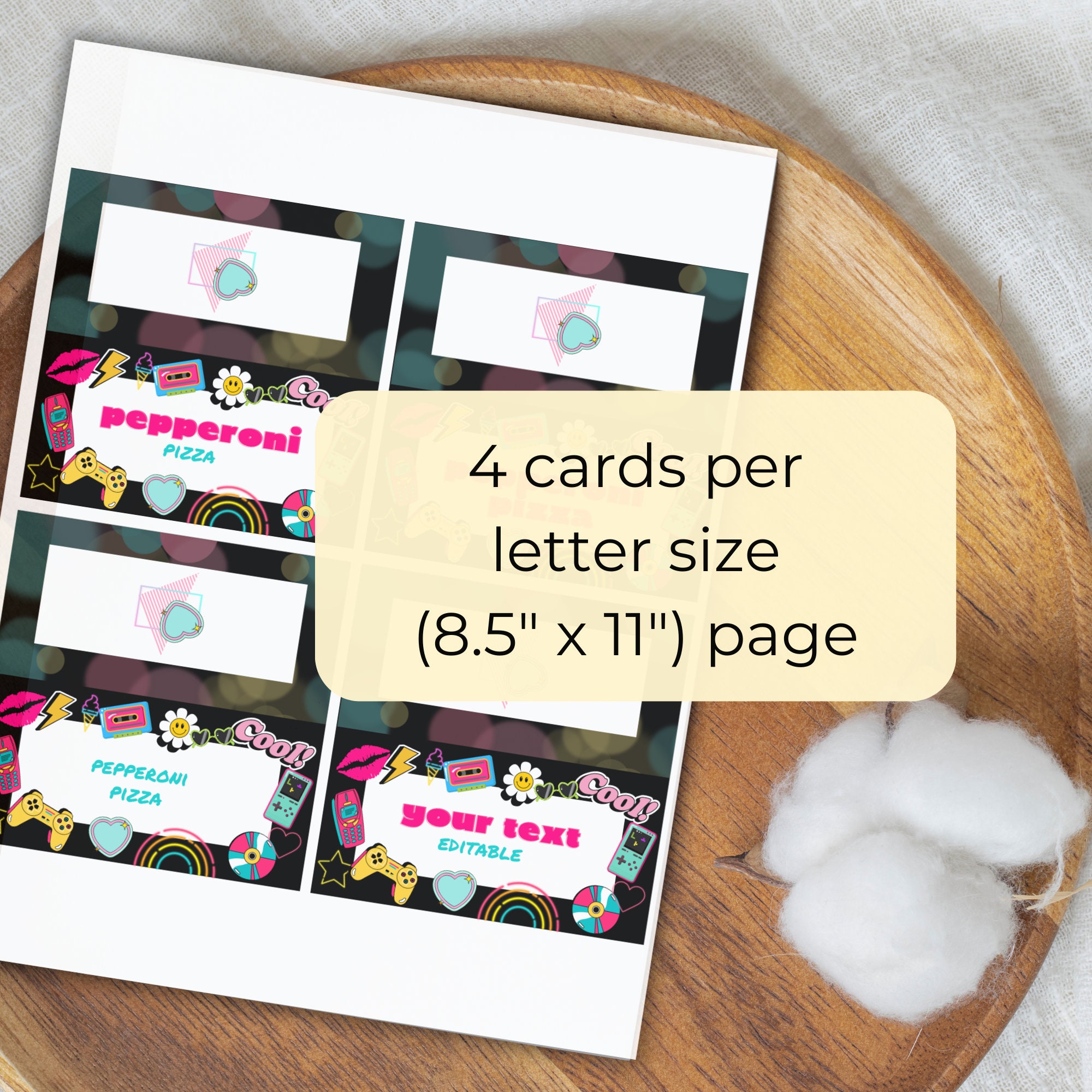 Editable 90s Food Labels, Printable Retro Party Food Cards, Printable ...