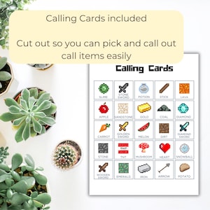 Pixel Craft Bingo, Printable Pixel Craft Birthday Game, Pixel Craft ...