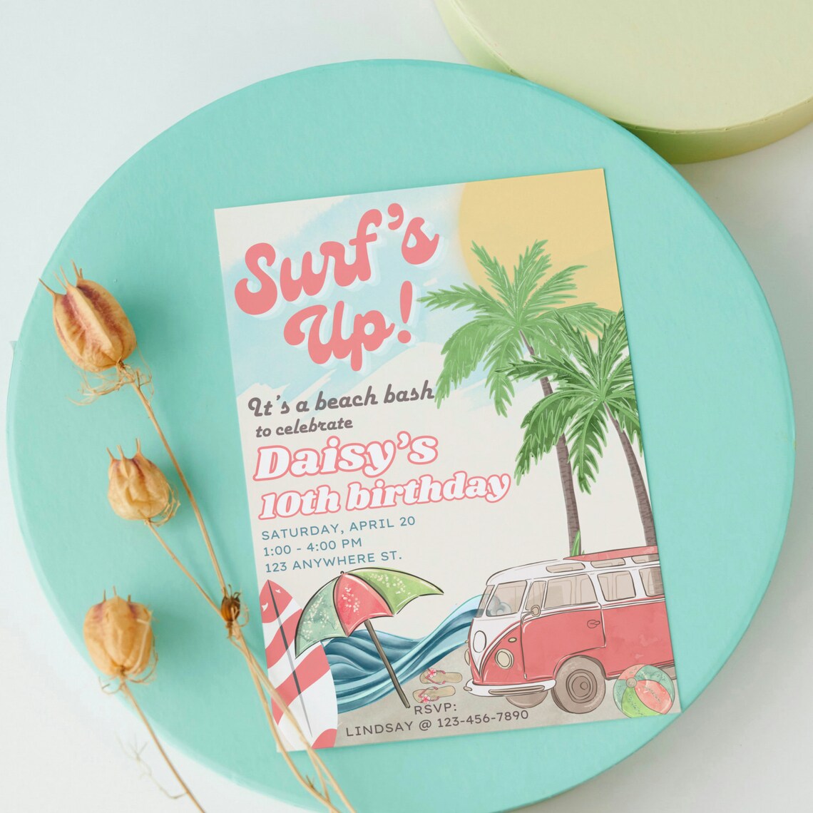 Editable Beach Bash Invitation, Printable Beach Themed Birthday Invite ...