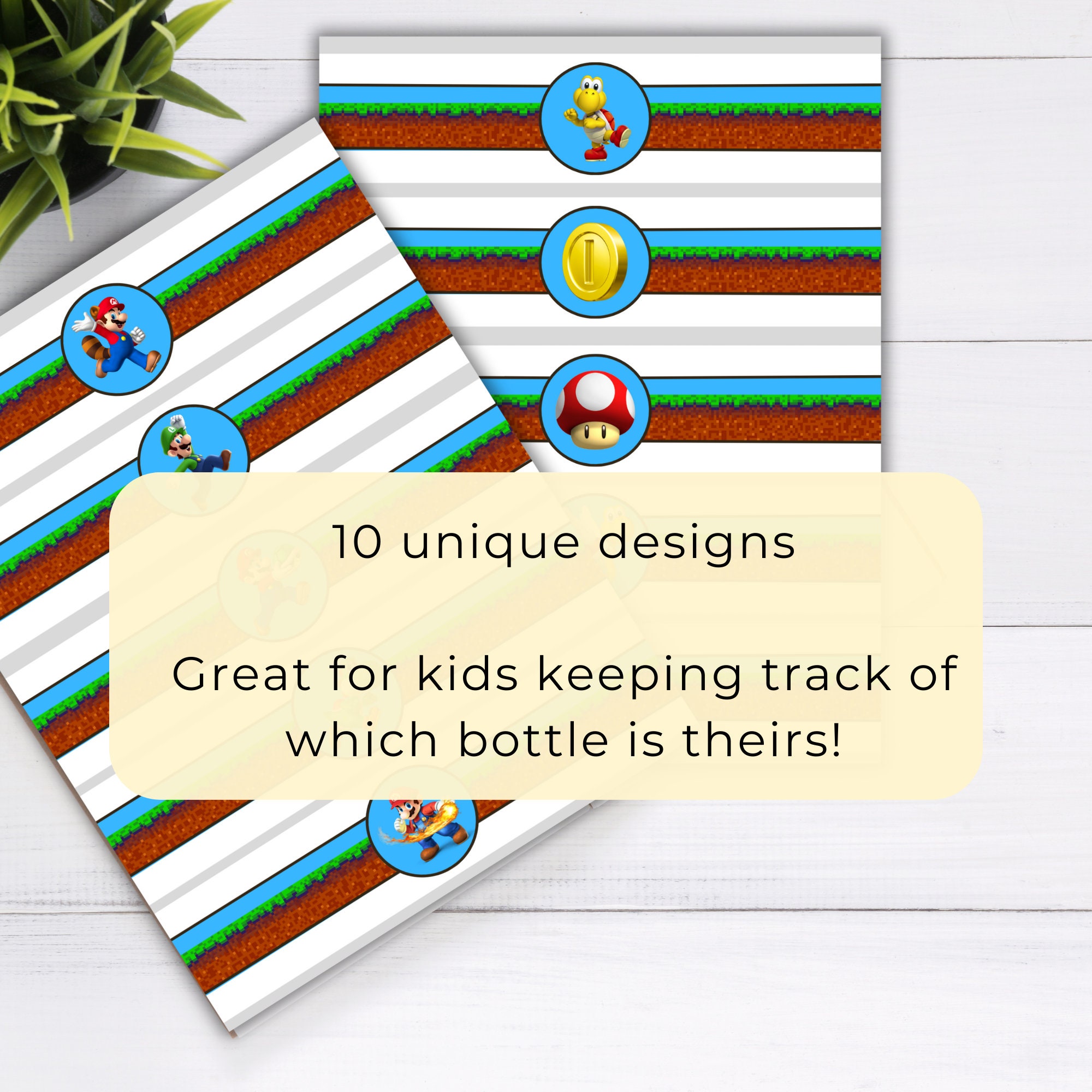 Printable Mario Water Bottle Labels, Printable Mario Party Bottle Wraps ...