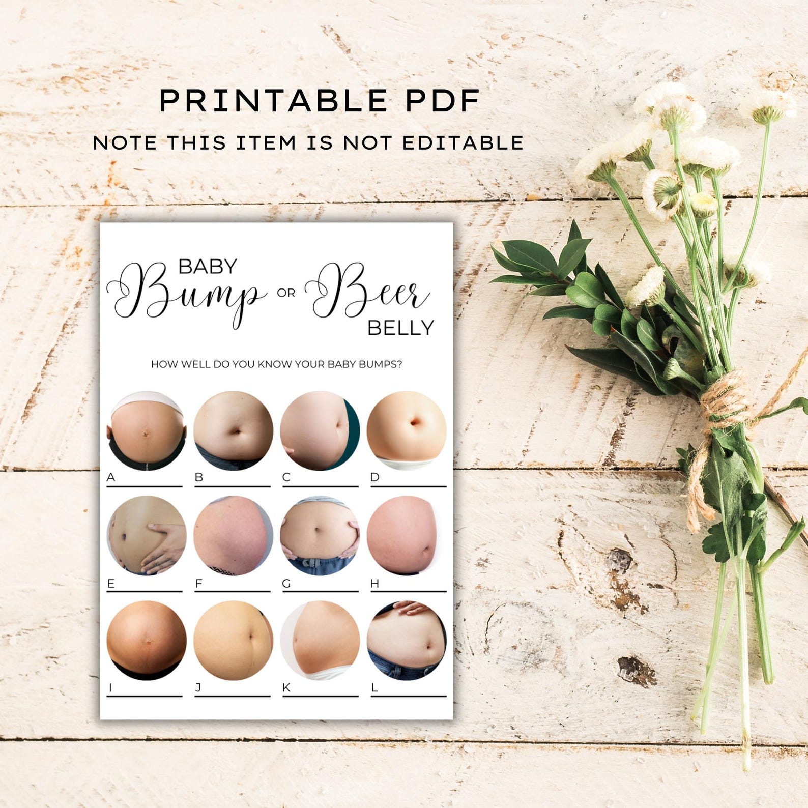 Baby Bump or Beer Belly Game: Minimalist Shower Activity (digital ...