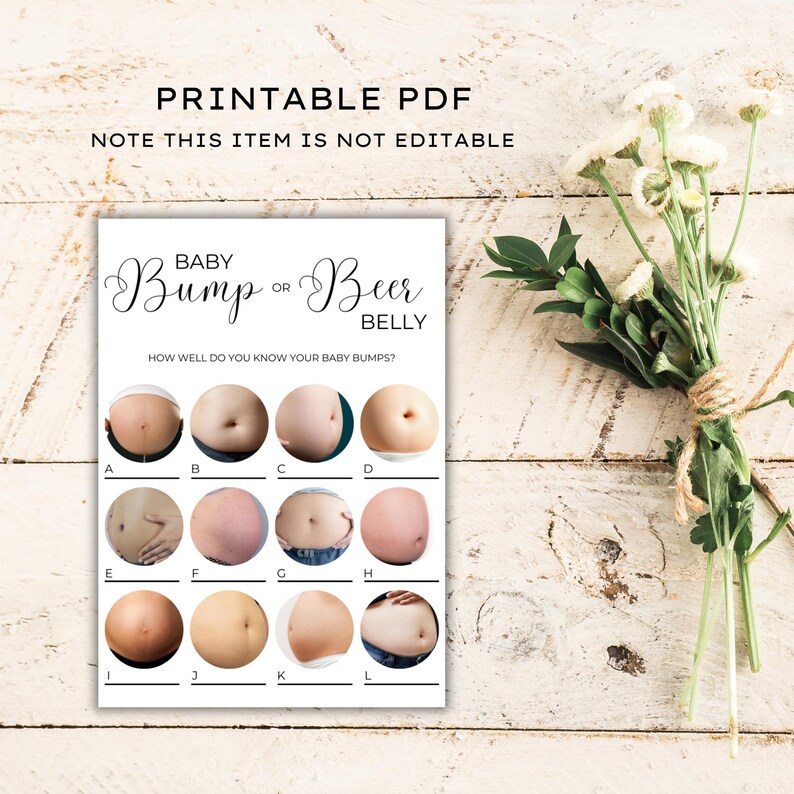 Baby Bump or Beer Belly Game: Minimalist Shower Activity (digital ...