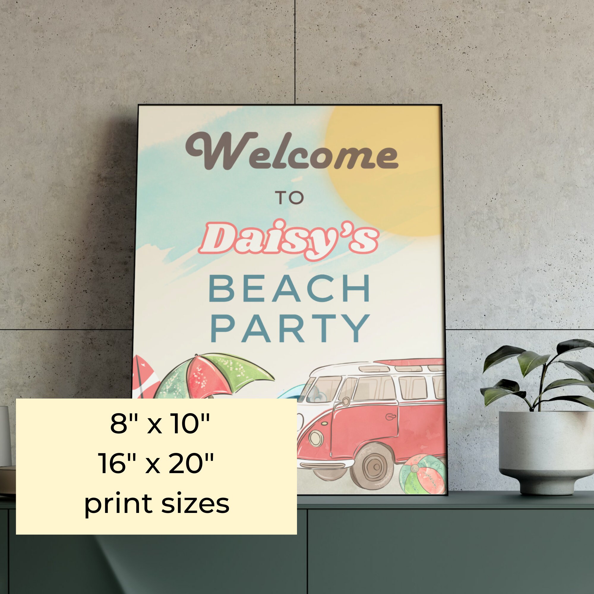 Editable Beach Bash Welcome Sign, Printable Beach Birthday Welcome Sign ...