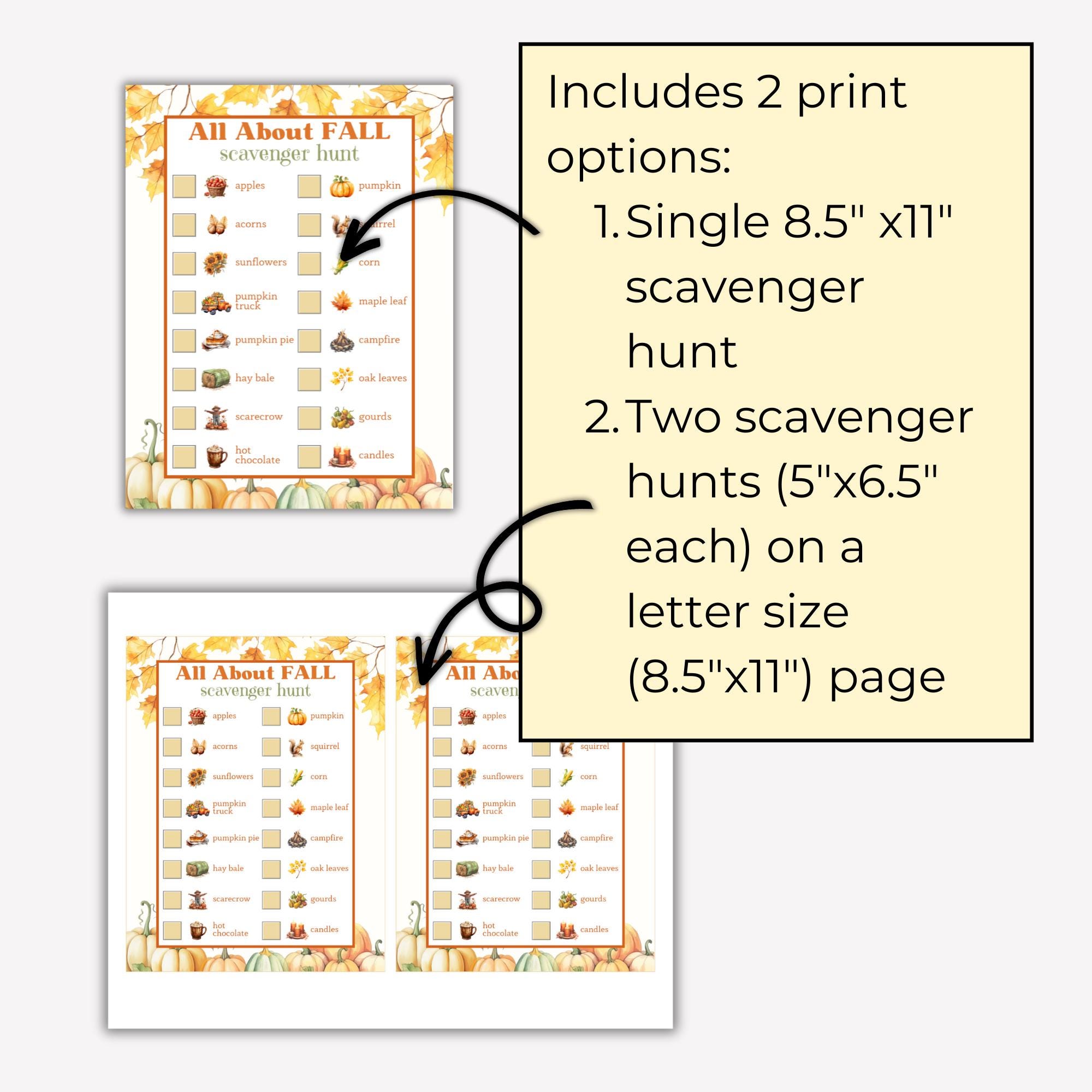 Fall Scavenger Hunt Printable Autumn Scavenger Hunt Thanksgiving Party ...