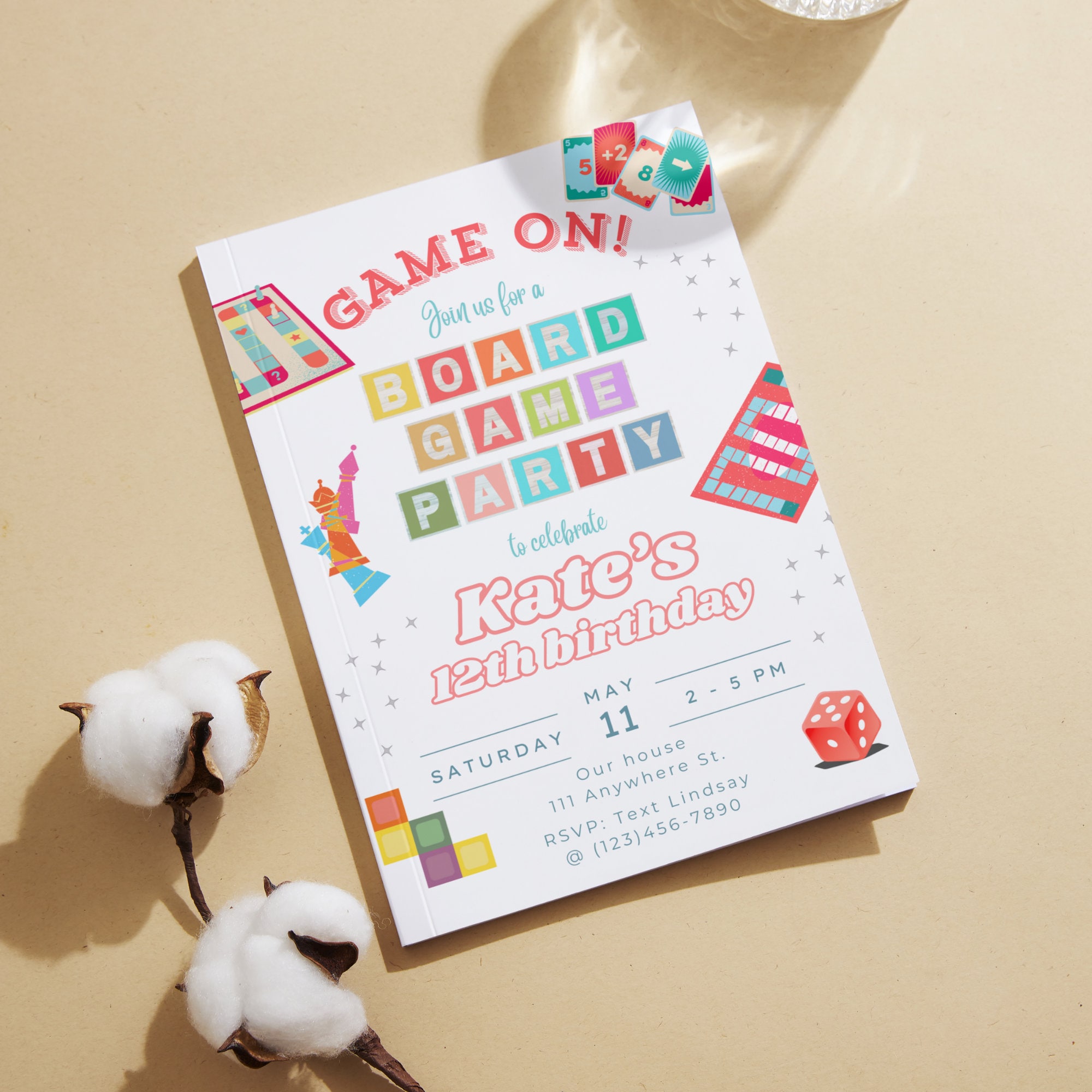Editable Board Game Party Invitation, Printable Game Night Invite ...