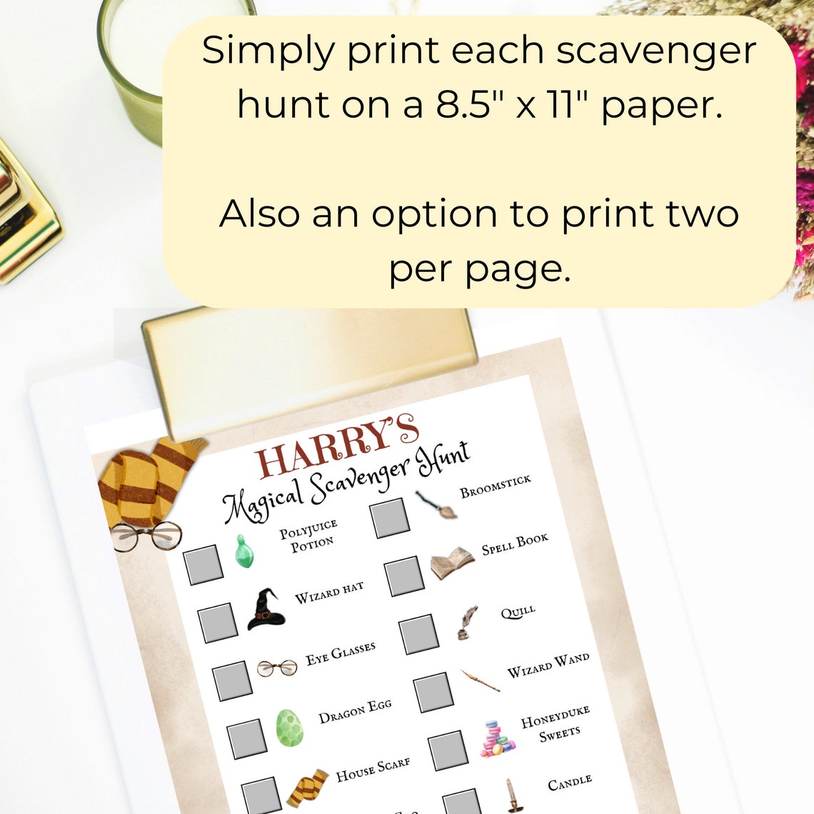 Personalizable Wizard Scavenger Hunt, Printable Magic School Scavenger ...