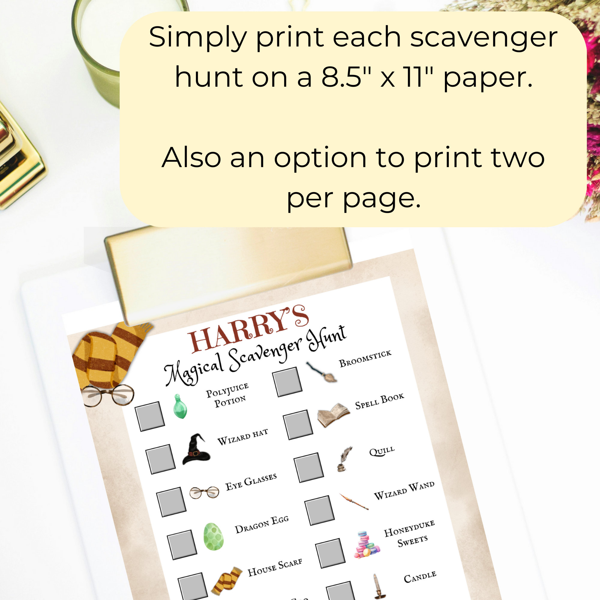 Personalizable Wizard Scavenger Hunt, Printable Magic School Scavenger ...