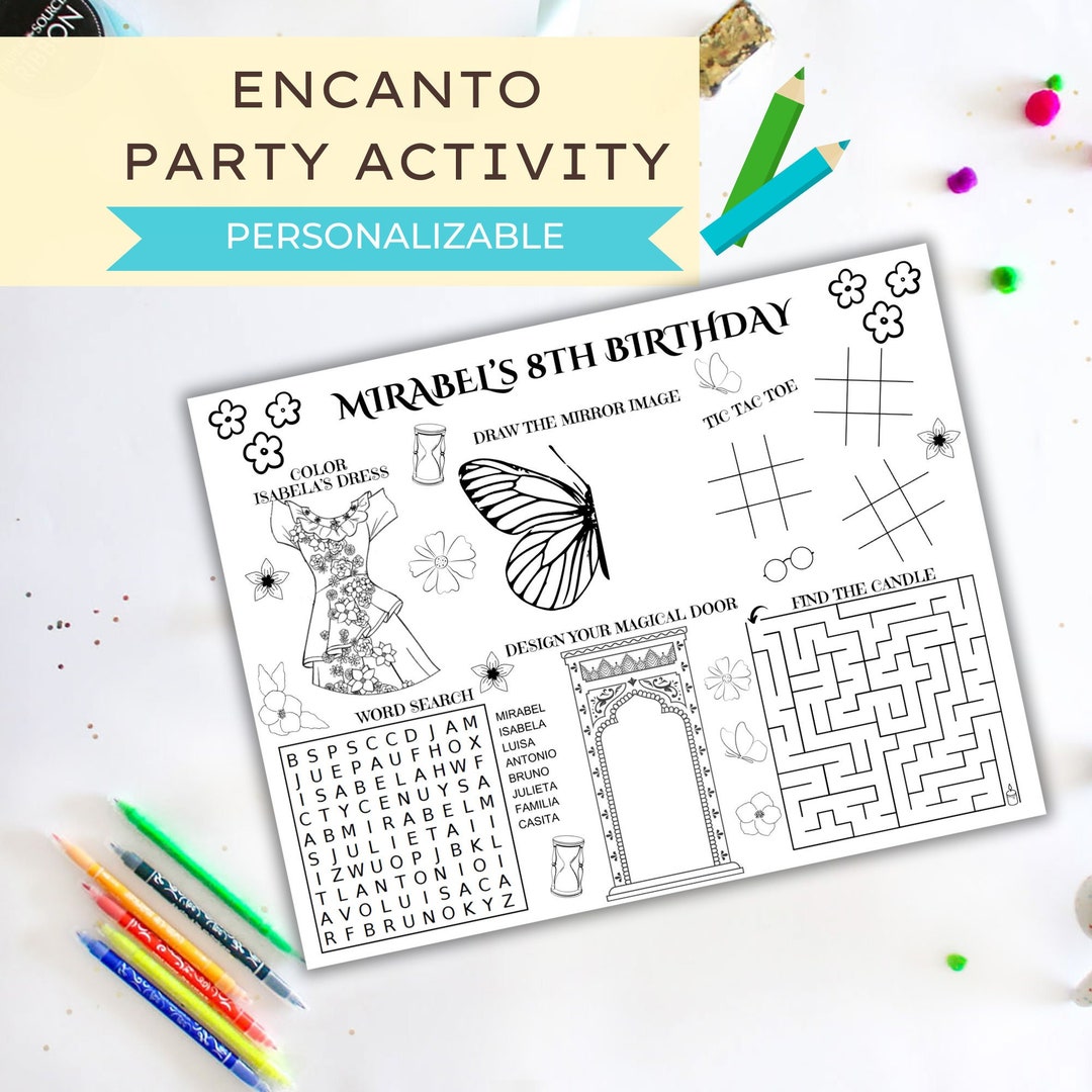 Personalizable Encanto Party Activity, Printable Encanto Activity Sheet ...