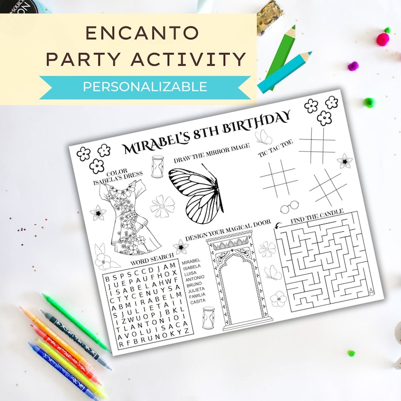 Personalizable Encanto Birthday Party Activity Sheet (digital Download ...