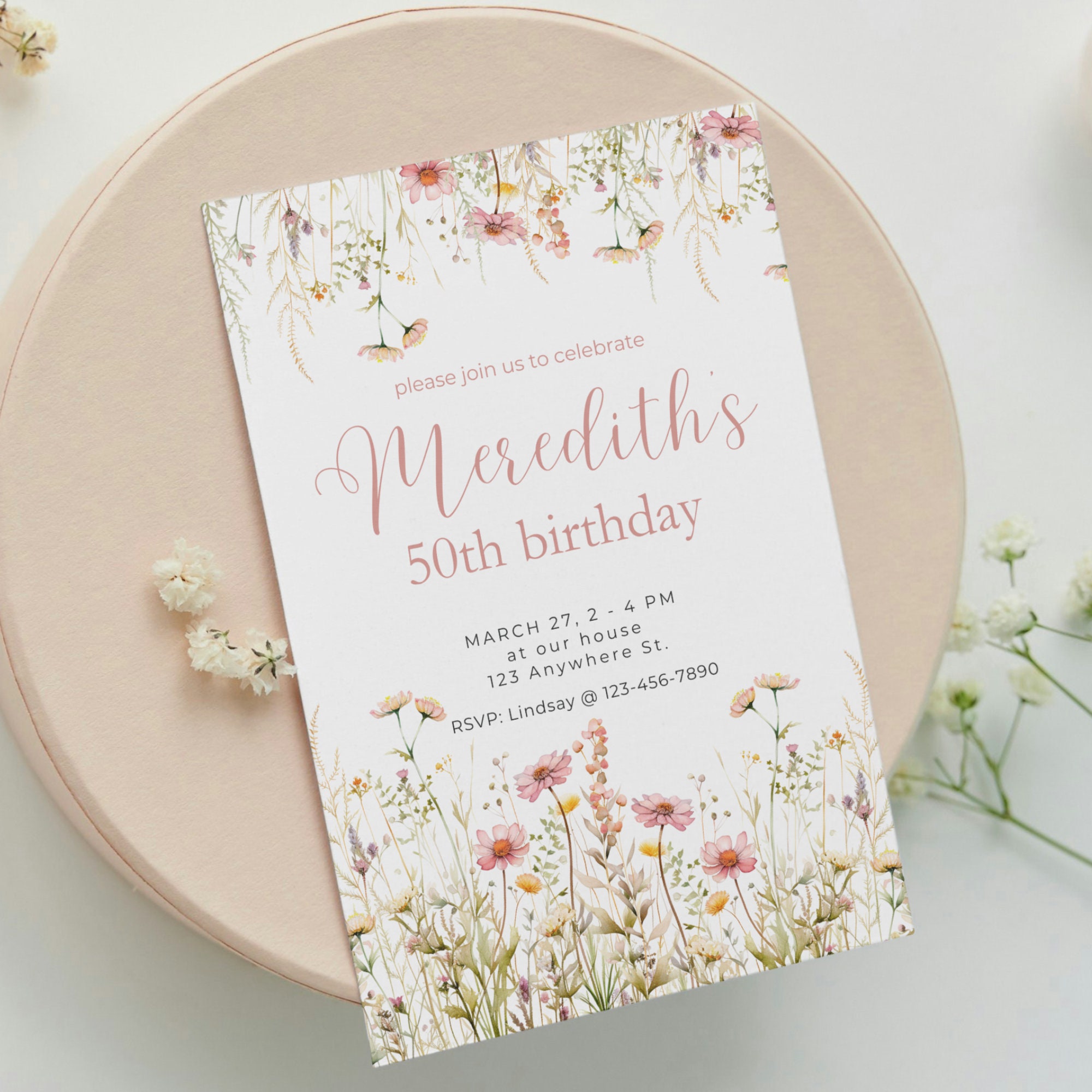 Editable Wildflower Birthday Invitation, Flower Party Invitation ...