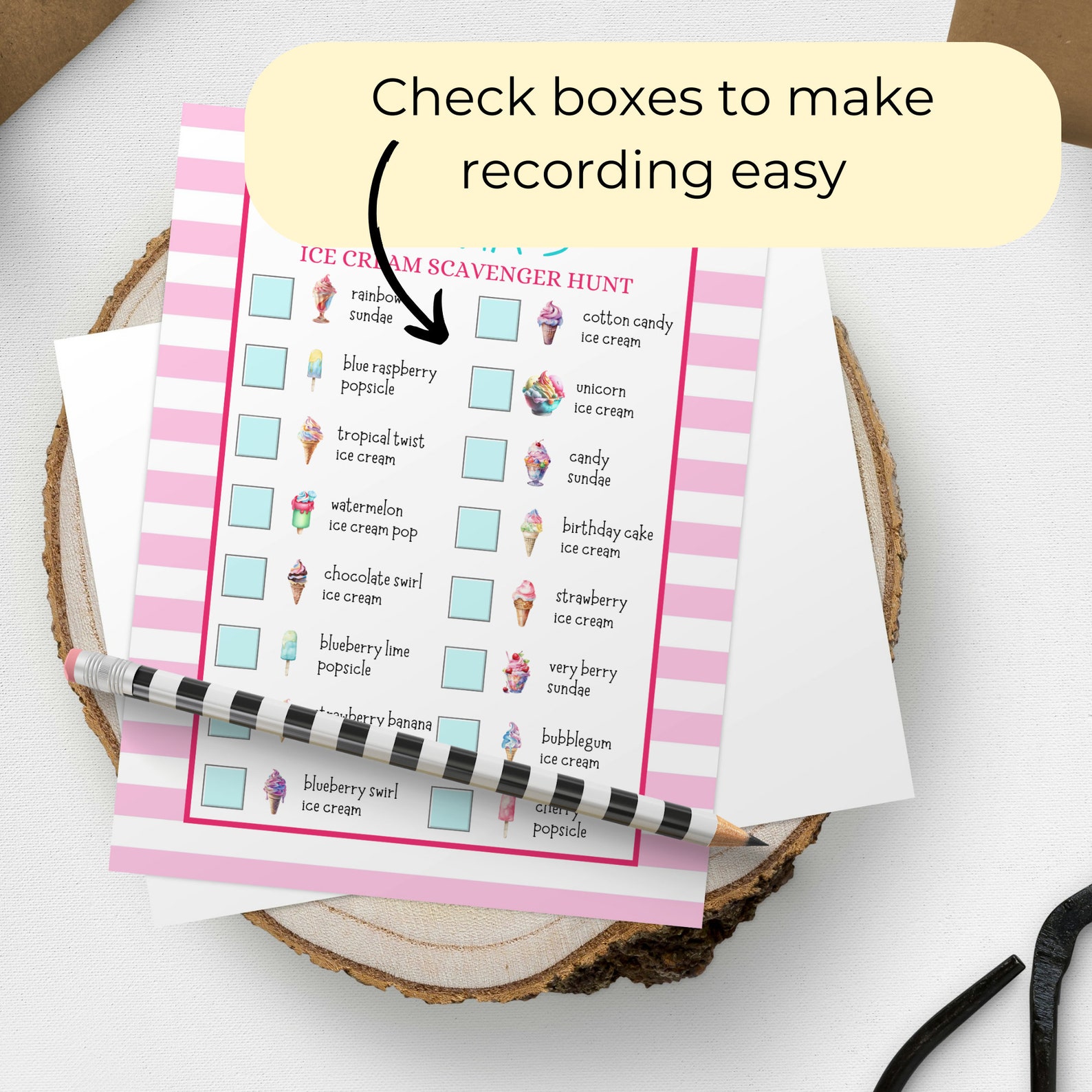 Personalizable Ice Cream Scavenger Hunt, Printable Sweet Treats Party ...