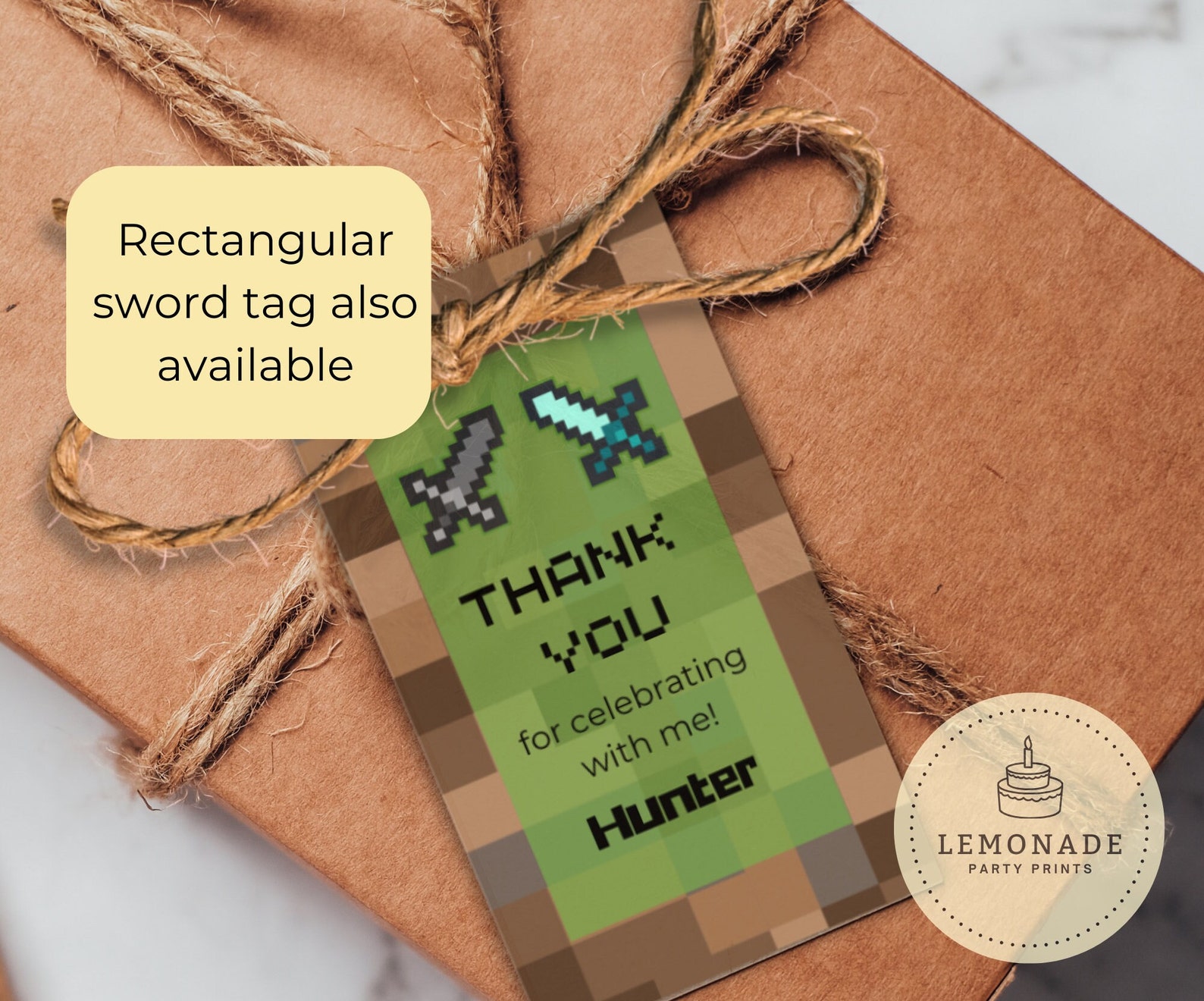 Editable Pixel Craft Loot Bag Labels, Printable Video Game Gift Bag ...