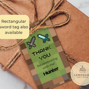 Editable Pixel Craft Loot Bag Labels, Printable Video Game Gift Bag ...