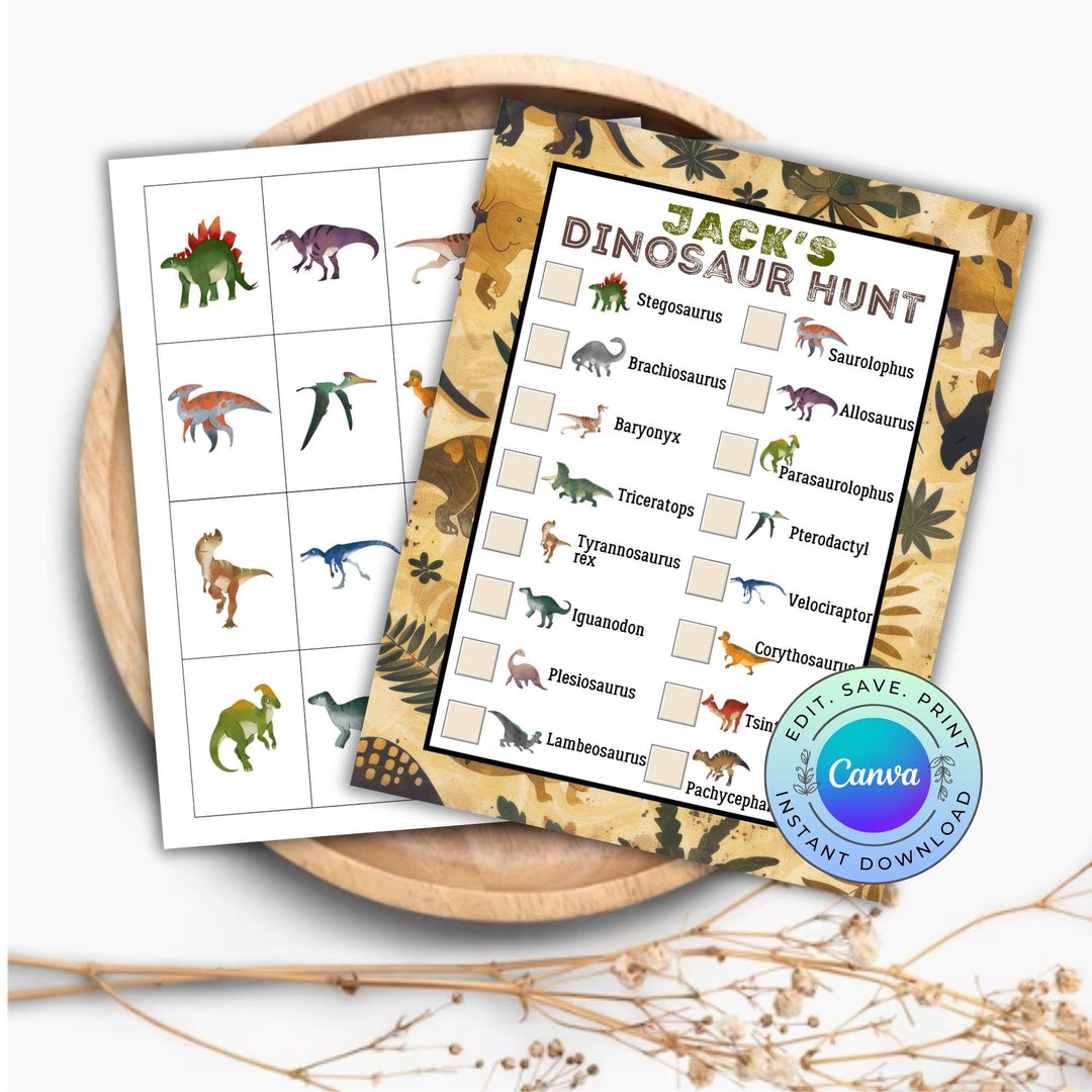 Personalizable Dinosaur Scavenger Hunt, Printable Dinosaur Party ...