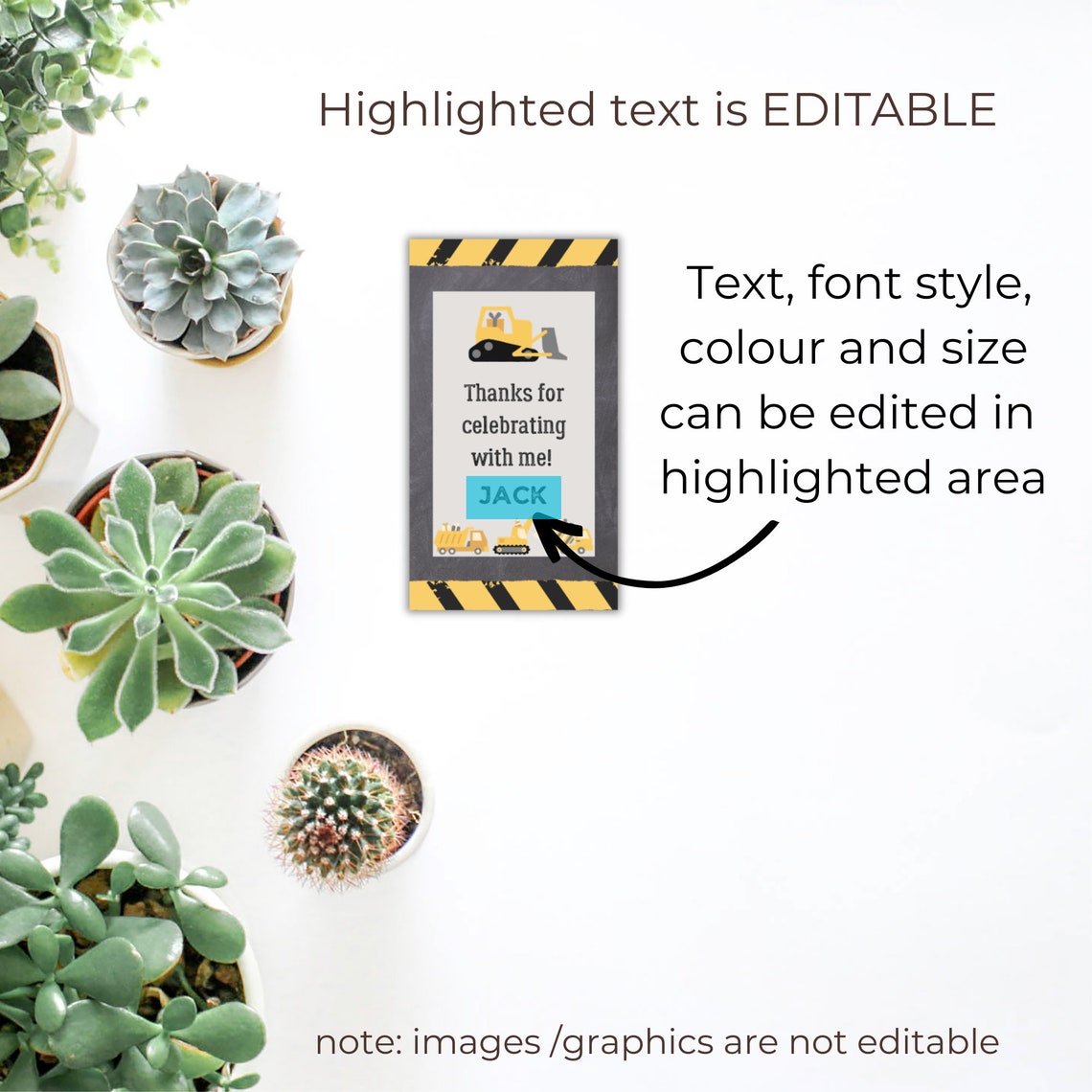 Editable Construction Favor Tag Printable Construction - Etsy