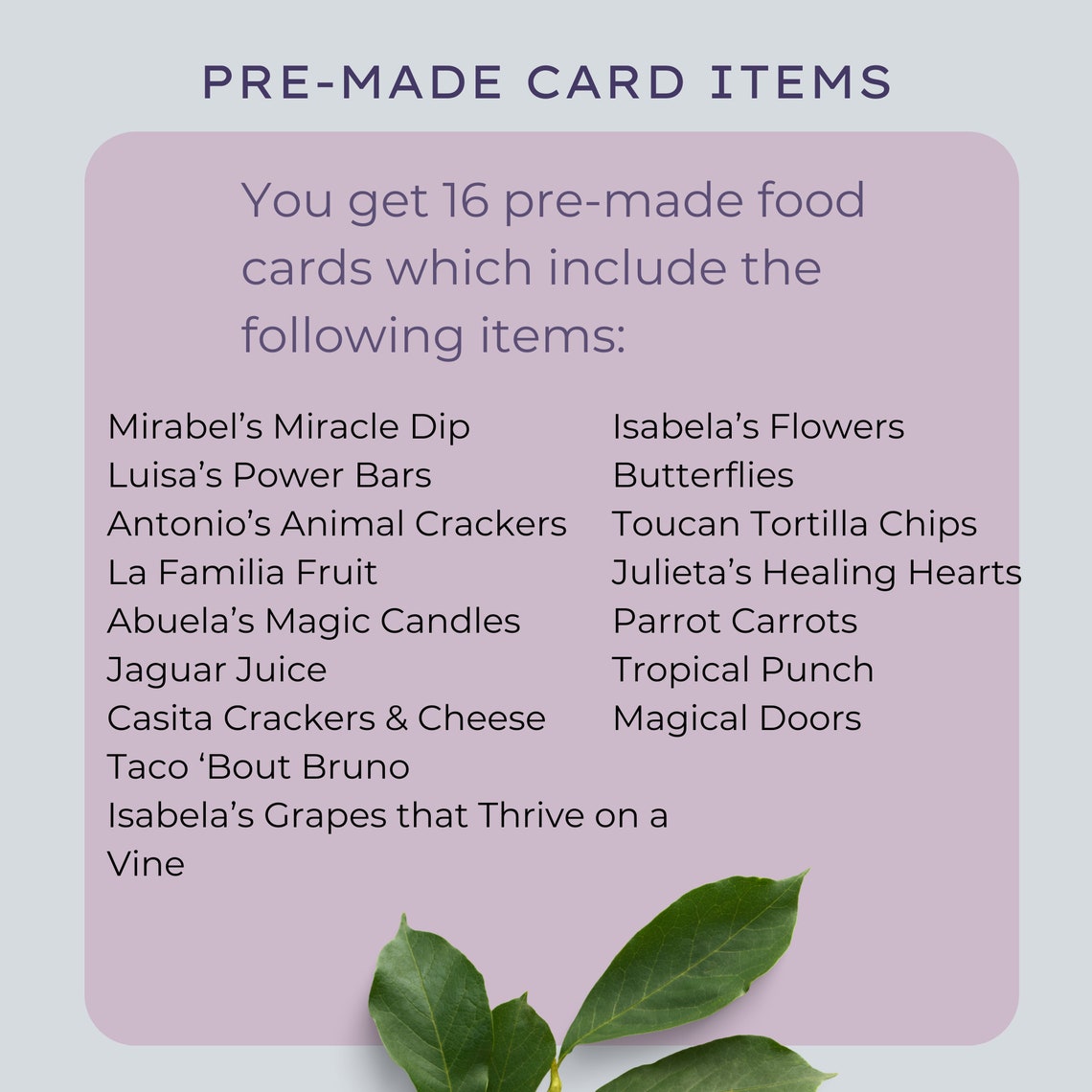 Editable Encanto Food Cards, Printable Encanto Food Label Cards ...