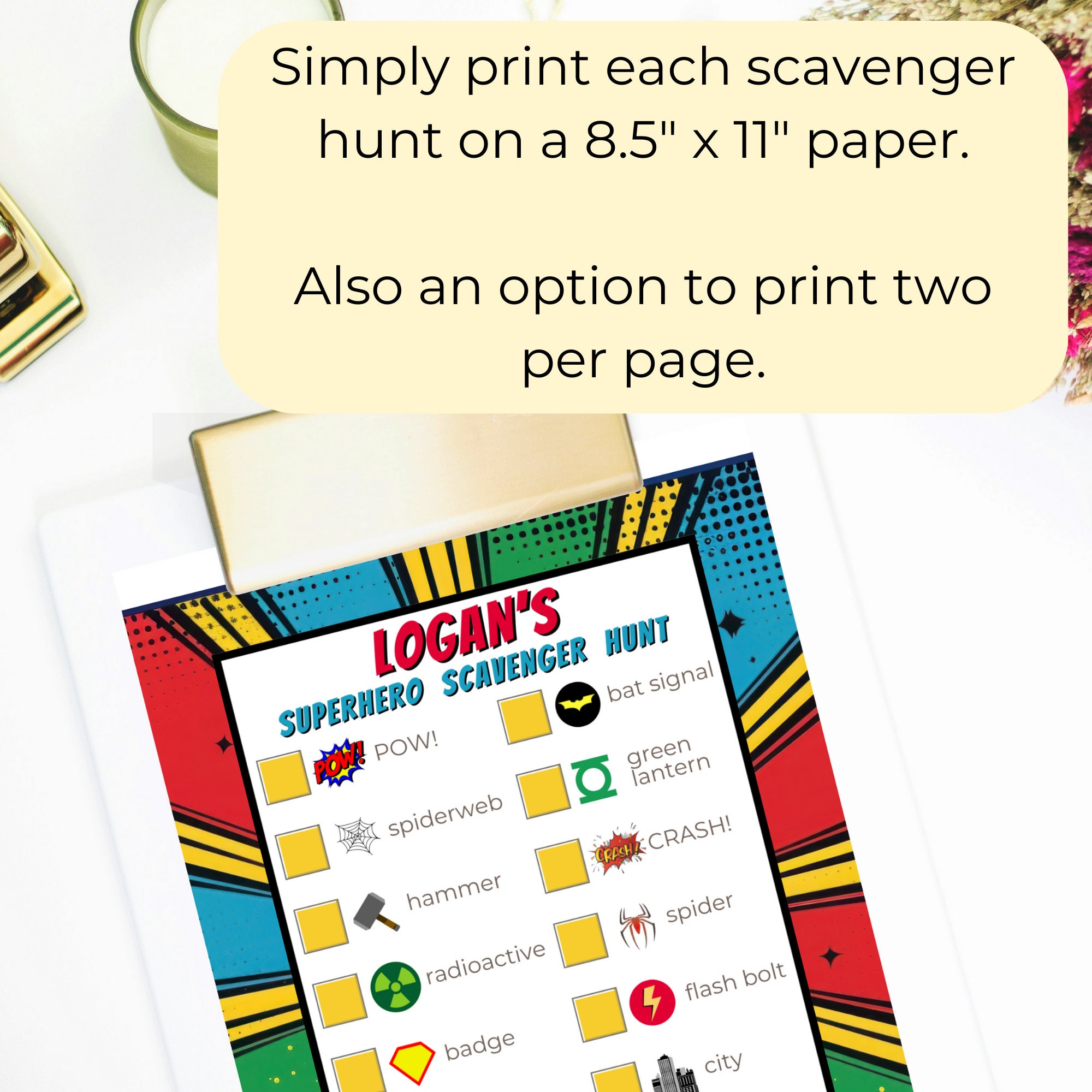 Personalizable Superhero Scavenger Hunt, Printable Superhero Party ...