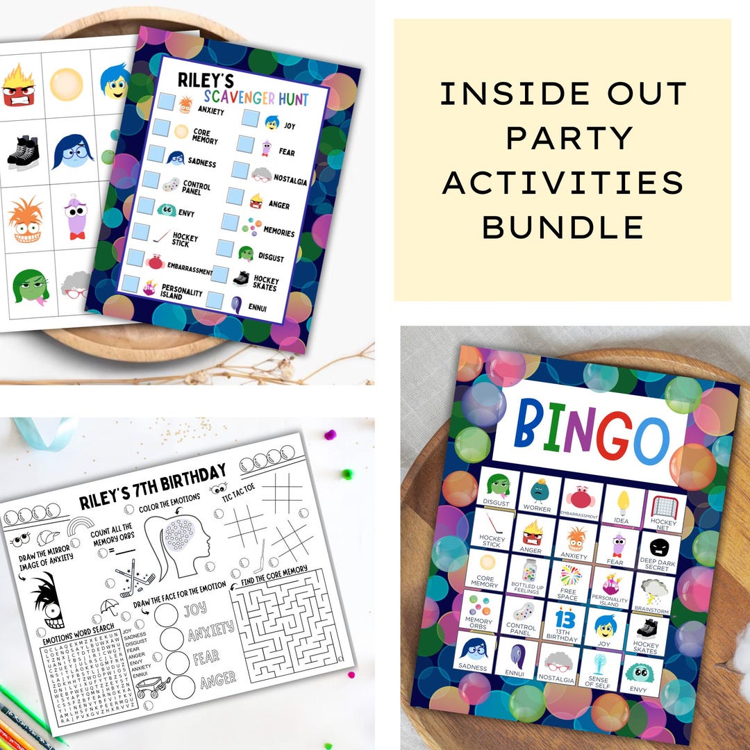 Editable Inside Out Party Activities Bundle, Printable Inside Out 2 ...