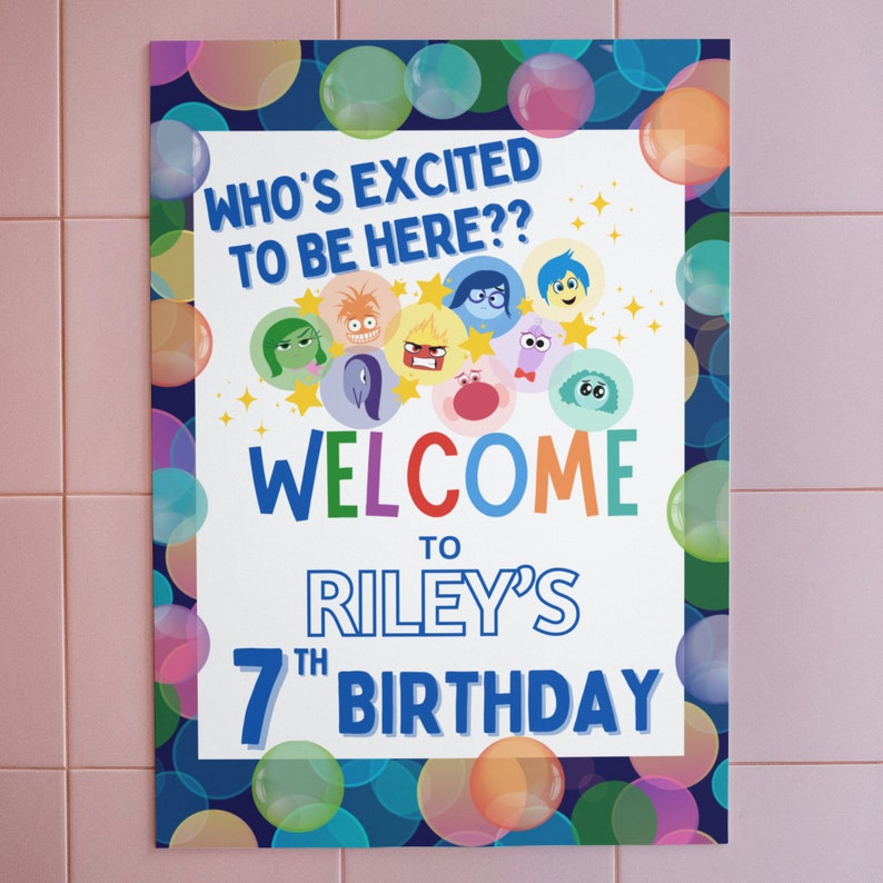 Inside Out 2 Birthday Welcome Sign, Editable Party Decor (digital ...