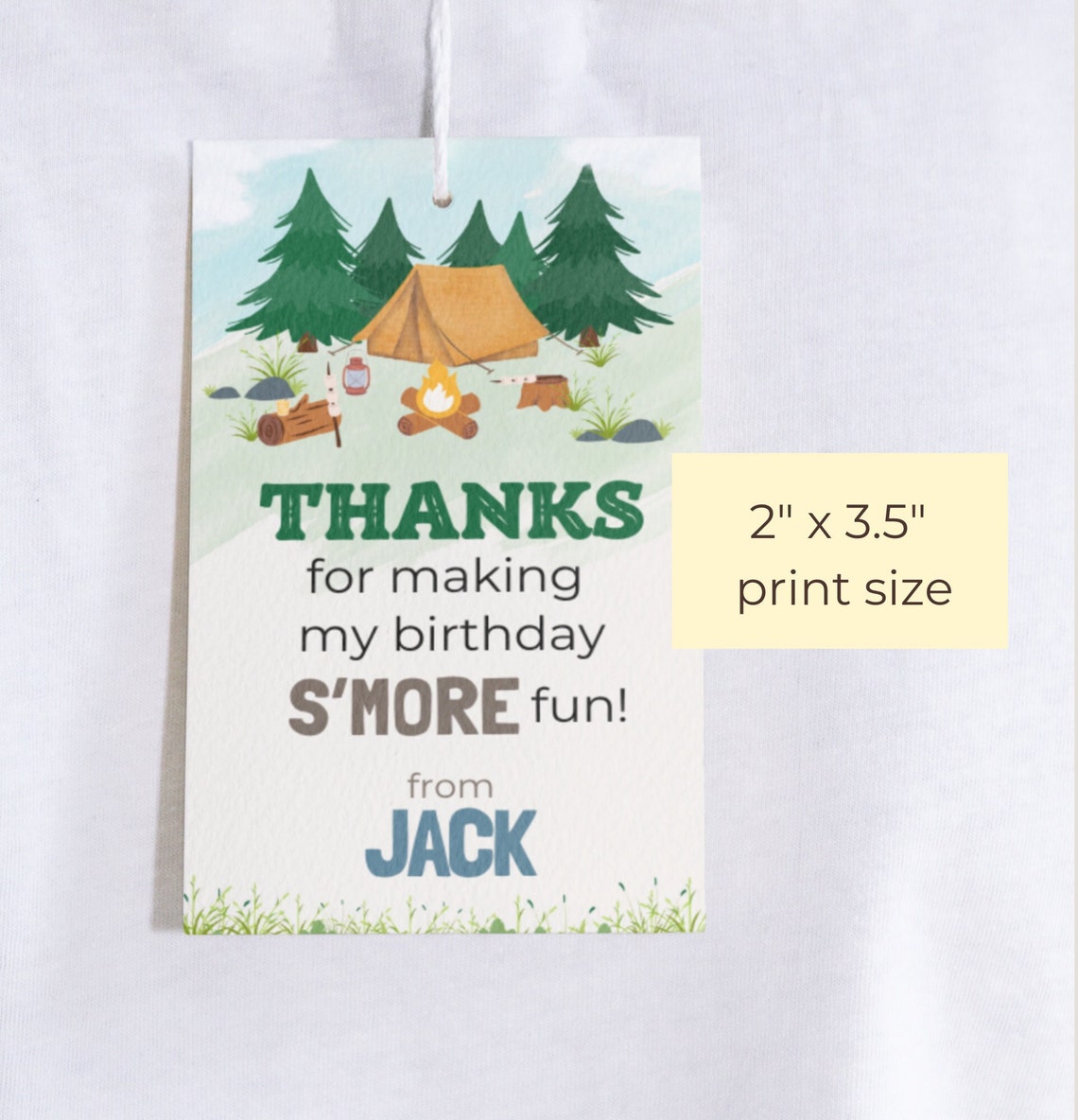 Editable Camping Party Favor Tag, Printable Camping Birthday Thank You ...