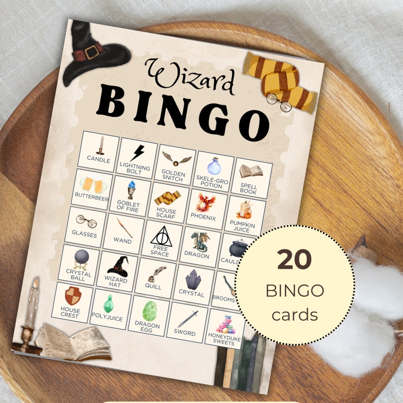 Wizard Bingo, Printable Wizard Party Game, Wizard Party Activity ...