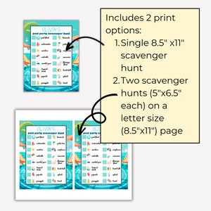 Personalizable Pool Party Scavenger Hunt, Printable Pool Party Activity ...