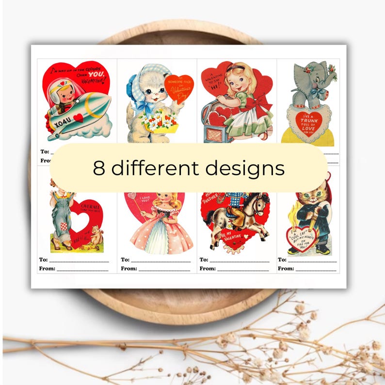 Printable Vintage Valentine's Cards, Printable Retro Children's ...