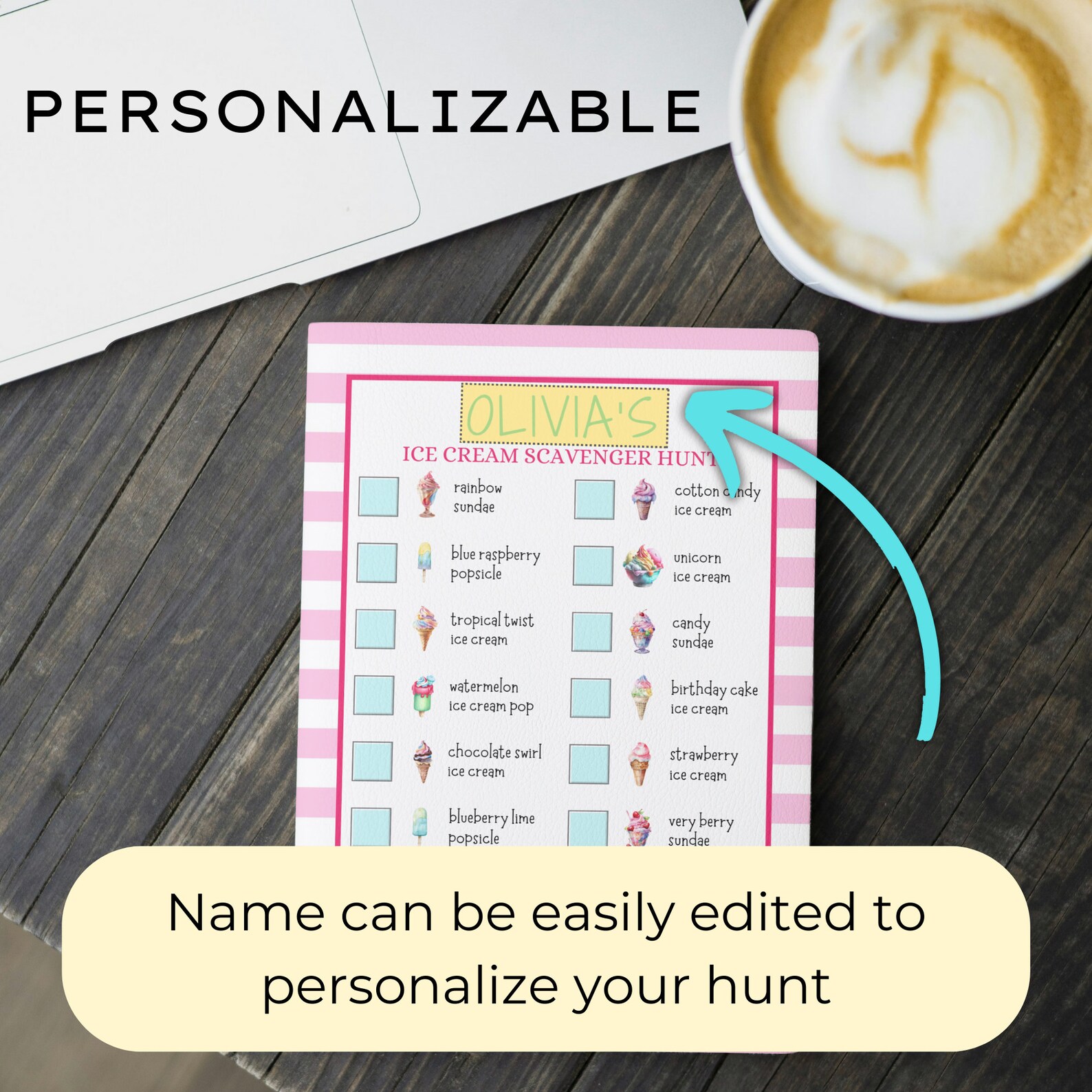 Personalizable Ice Cream Scavenger Hunt, Printable Sweet Treats Party ...