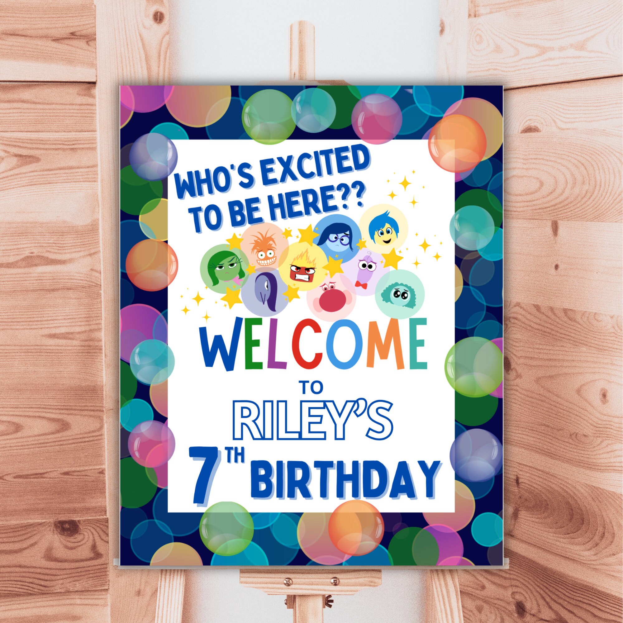 Inside Out 2 Birthday Welcome Sign, Editable Party Decor (digital ...