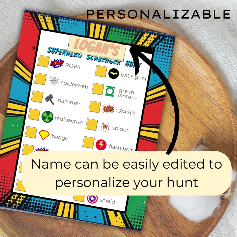Personalizable Superhero Scavenger Hunt, Printable Superhero Party Game ...