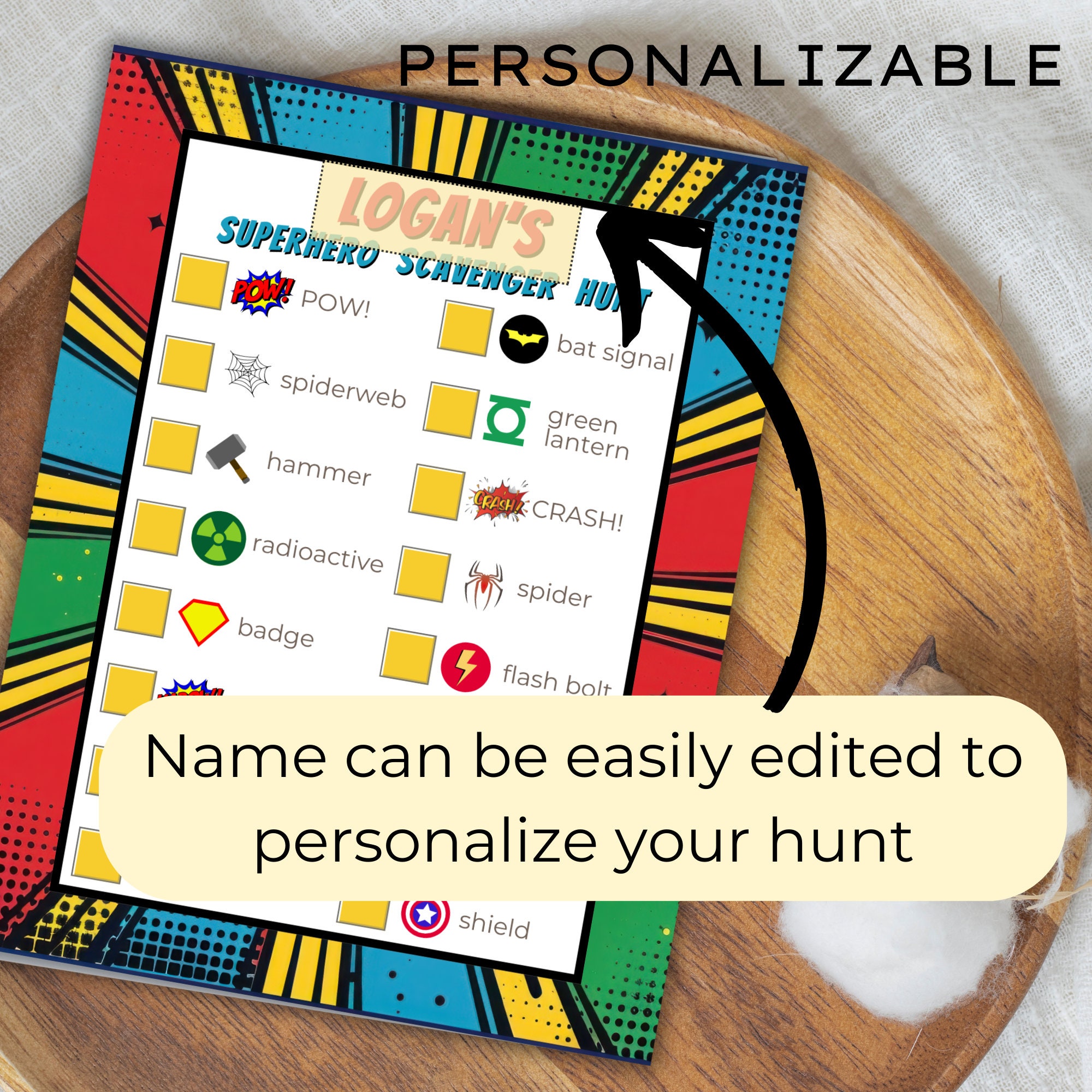 Personalizable Superhero Scavenger Hunt, Printable Superhero Party ...